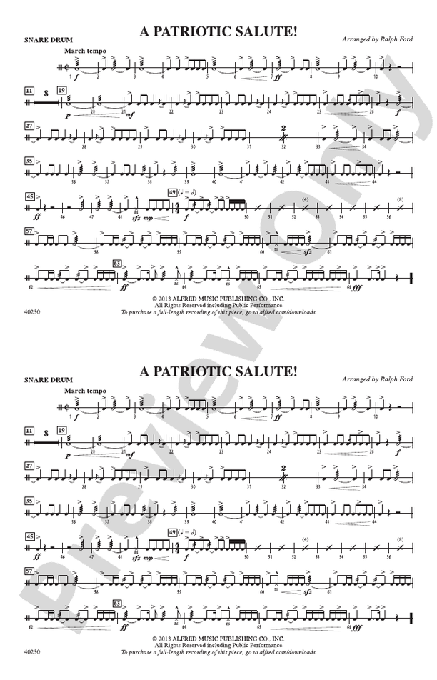 A Patriotic Salute!: Snare Drum: Snare Drum Part - Digital Sheet Music ...