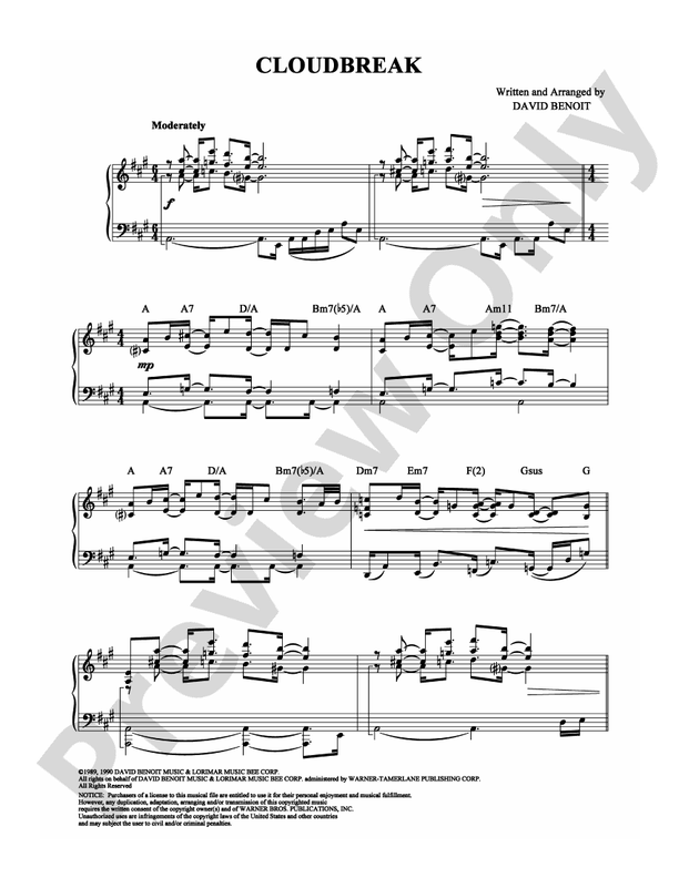 Cloudbreak: Piano: David Benoit - Digital Sheet Music Download