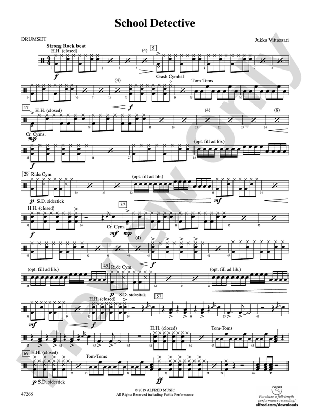 School Detective: Drums: Drums Part - Digital Sheet Music Download