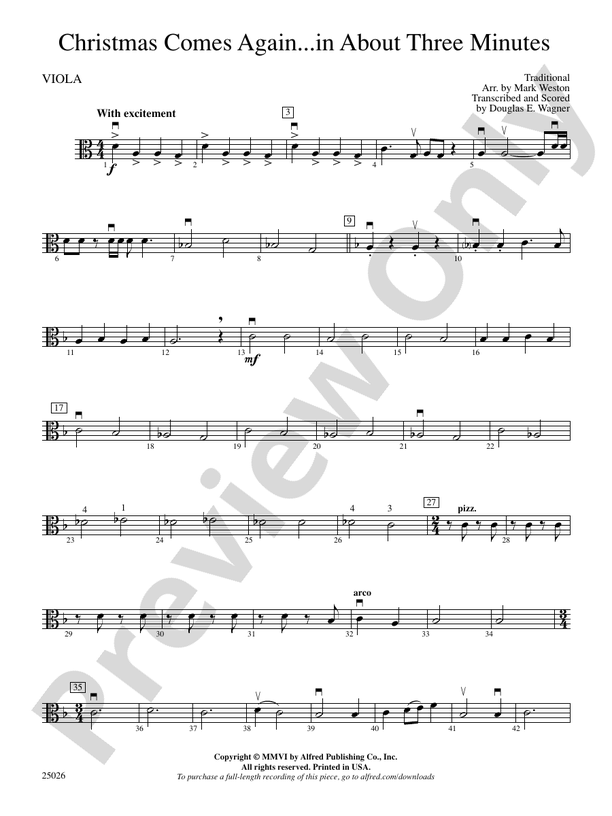 Christmas Comes Again ... in About Three Minutes: Viola: Viola Part ...