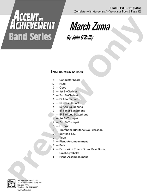 March Zuma: Concert Band Conductor Score & Parts: John O'Reilly ...