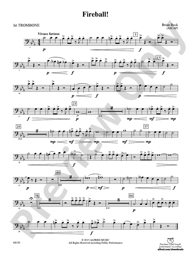 Fireball!: 1st Trombone: 1st Trombone Part - Digital Sheet Music Download