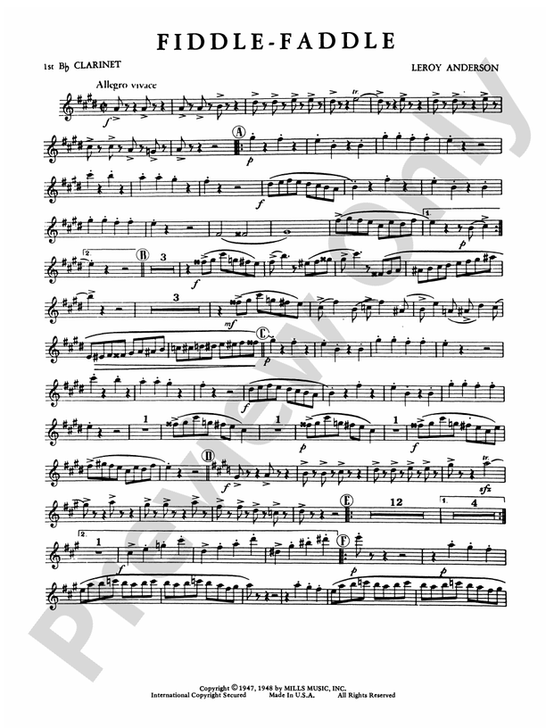 Fiddle-Faddle: 1st B-flat Clarinet: 1st B-flat Clarinet Part - Digital ...