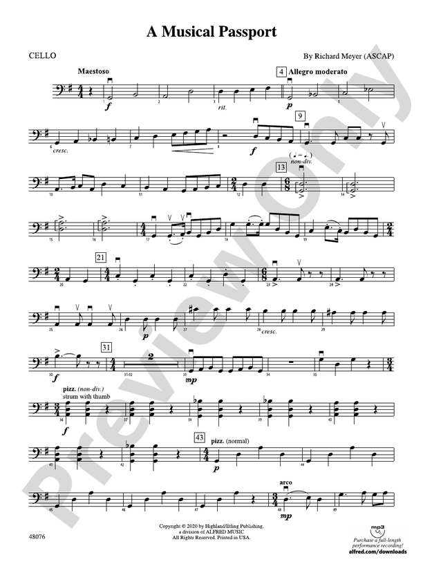 A Musical Passport: Cello: Cello Part - Digital Sheet Music Download