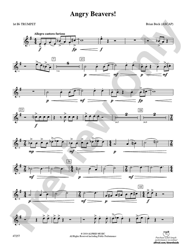 Angry Beavers!: 1st B-flat Trumpet: 1st B-flat Trumpet Part - Digital ...