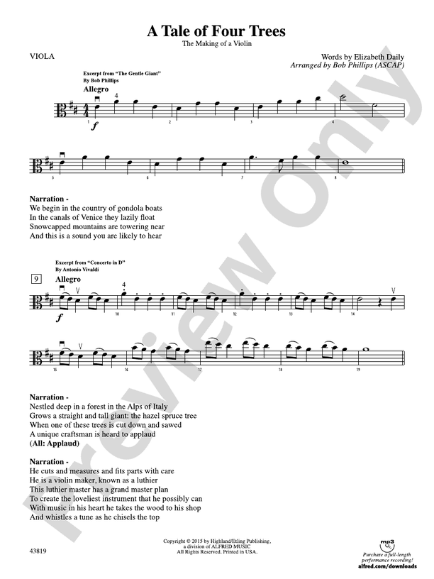 A Tale of Four Trees: Viola: Viola Part - Digital Sheet Music Download