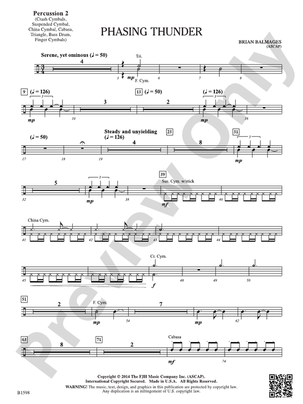 Phasing Thunder Percussion 2 Percussion 2 Part Brian Balmages