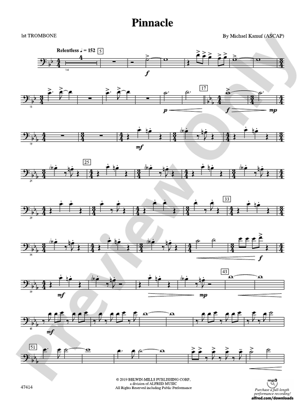 Pinnacle: 1st Trombone: 1st Trombone Part - Digital Sheet Music Download