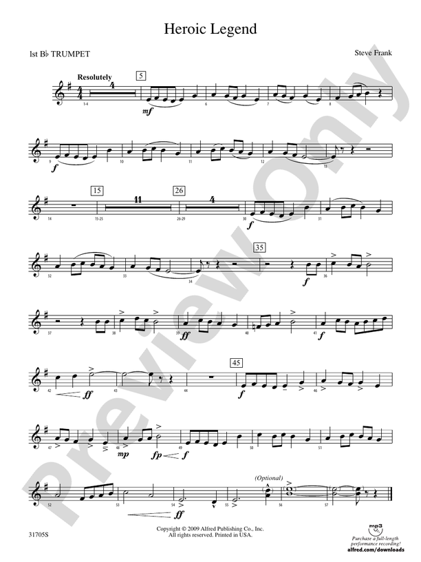 Heroic Legend: 1st B-flat Trumpet: 1st B-flat Trumpet Part - Digital ...