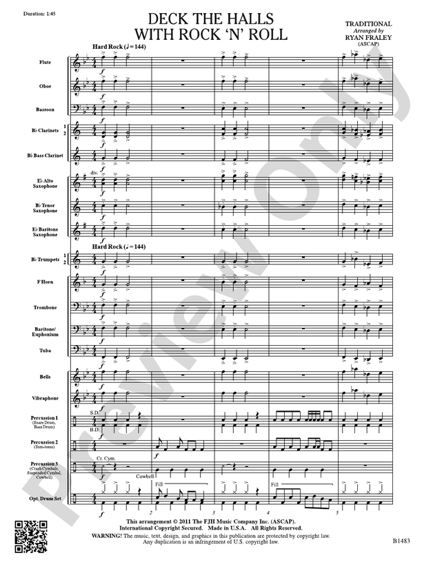 Deck the Halls with Rock 'n' Roll: Score: Concert Band Score: Ryan ...