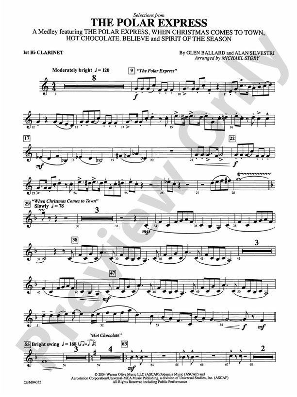 The Polar Express, Selections from: 1st B-flat Clarinet: 1st B-flat ...