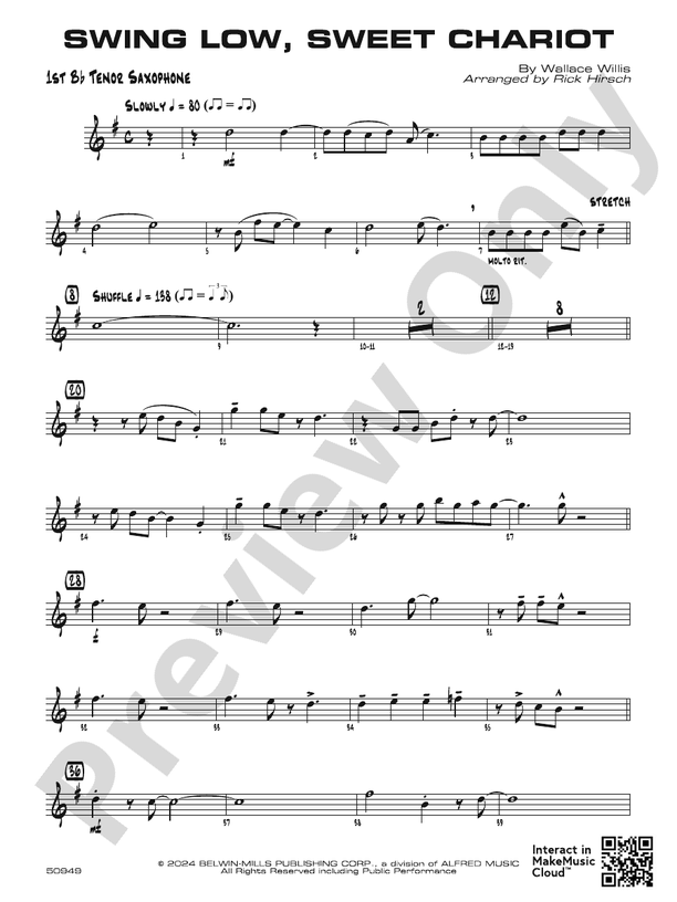 Swing Low, Sweet Chariot: B-flat Tenor Saxophone: B-flat Tenor ...