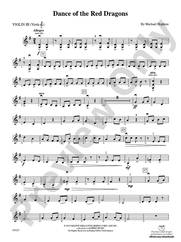 Dance of the Red Dragons: 3rd Violin (Viola [TC]): 3rd Violin (Viola ...