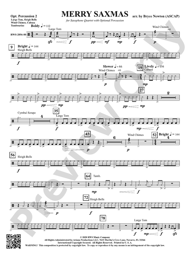 Merry Saxmas: Optional Percussion 2: Optional Percussion 2 Part ...