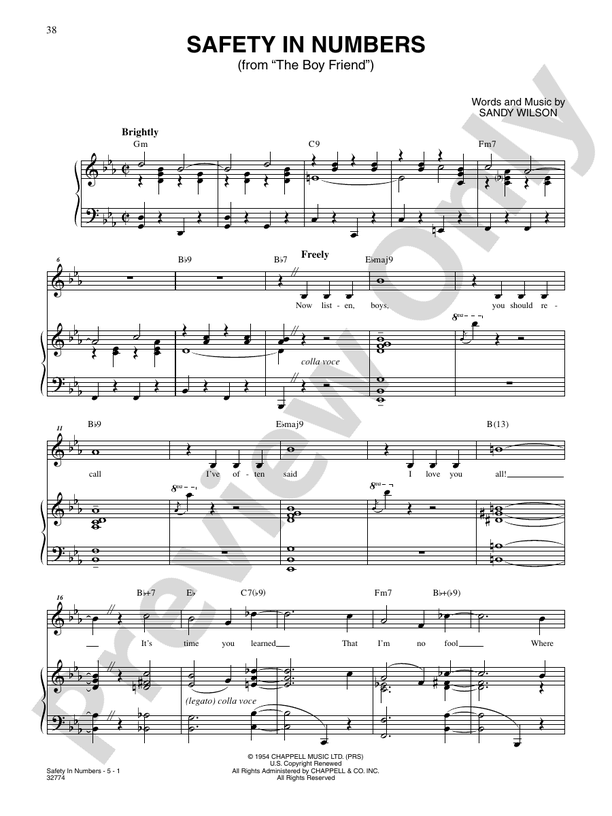 Safety in Numbers: Voice: Sandy Wilson - Digital Sheet Music Download