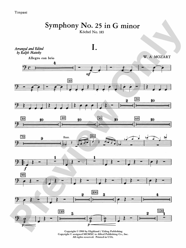 Mozart's Symphony No. 25 in G Minor, 1st & 2nd Movements: Timpani ...