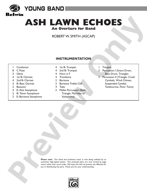 Ash Lawn Echoes (An Overture for Band): Score: Concert Band Score ...