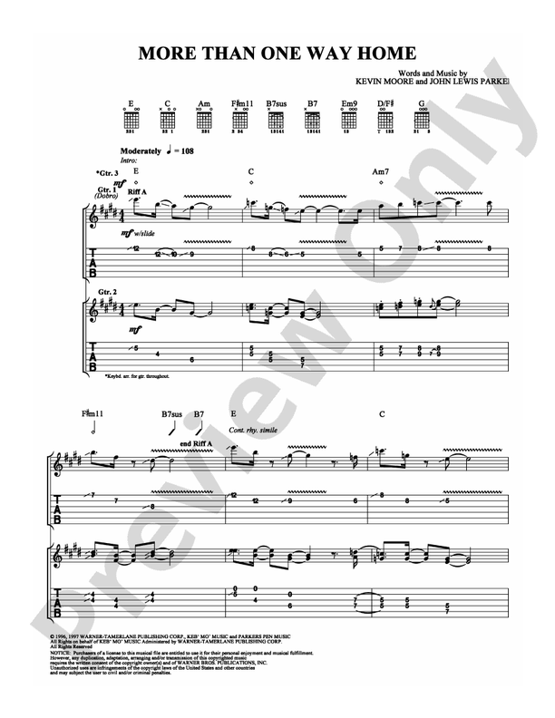 More Than One Way Home: Guitar TAB: Keb' Mo' - Digital Sheet Music Download