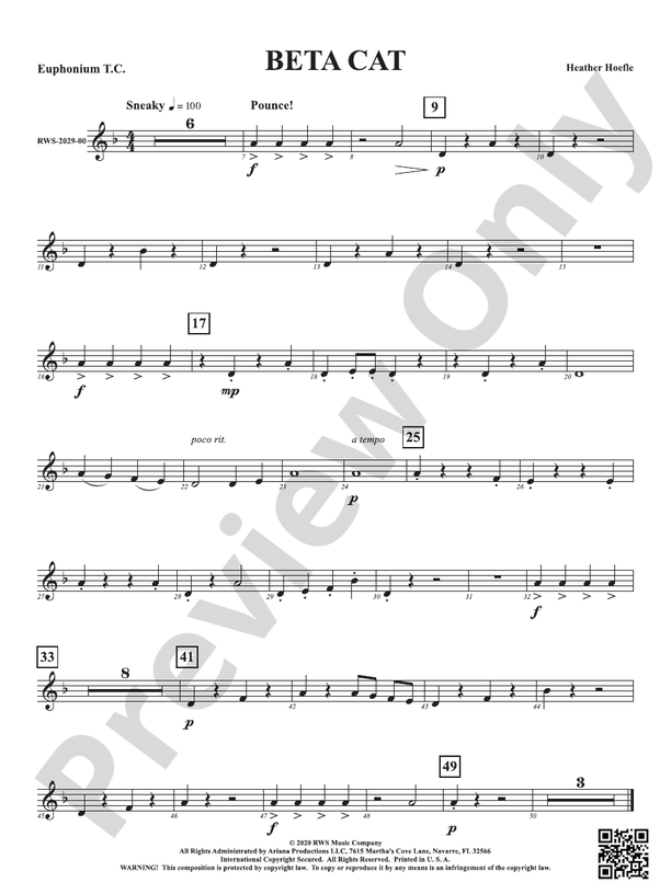 Beta Cat: Baritone T.C.: Baritone T.C. Part: Heather Hoefle - Digital ...