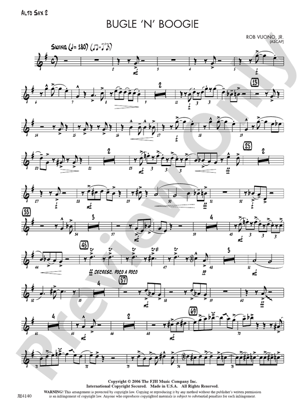 Bugle 'n' Boogie: Alto Sax 2: Alto Sax 2 Part: Rob Vuono Jr. - Digital ...