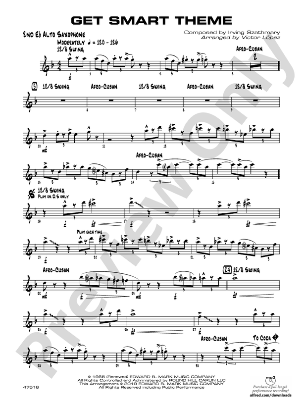 Get Smart Theme: 2nd E-flat Alto Saxophone: 2nd E-flat Alto Saxophone ...