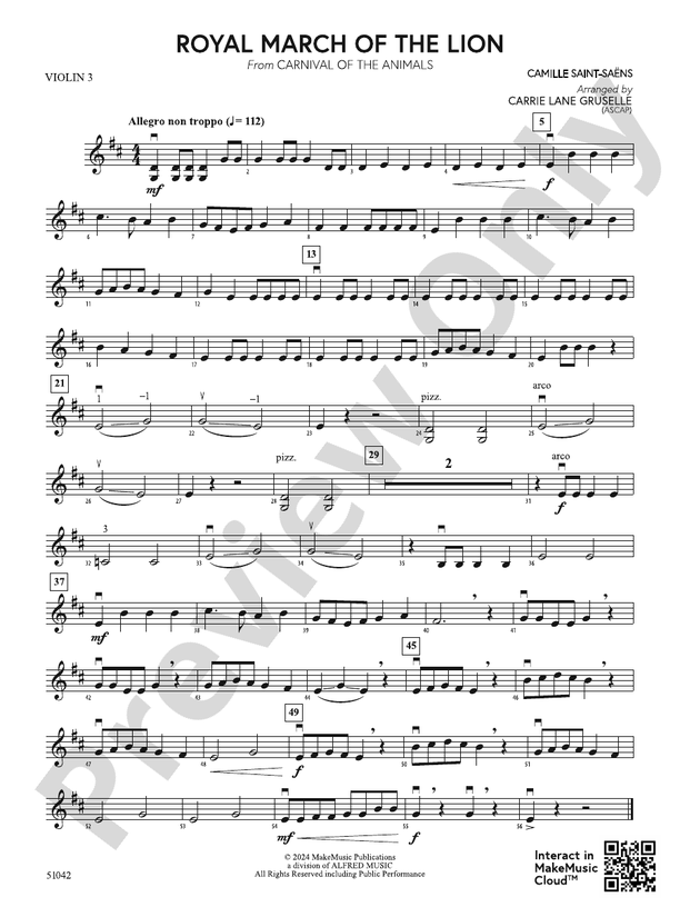 Royal March of the Lion: 3rd Violin (Viola [TC]): 3rd Violin (Viola [TC ...
