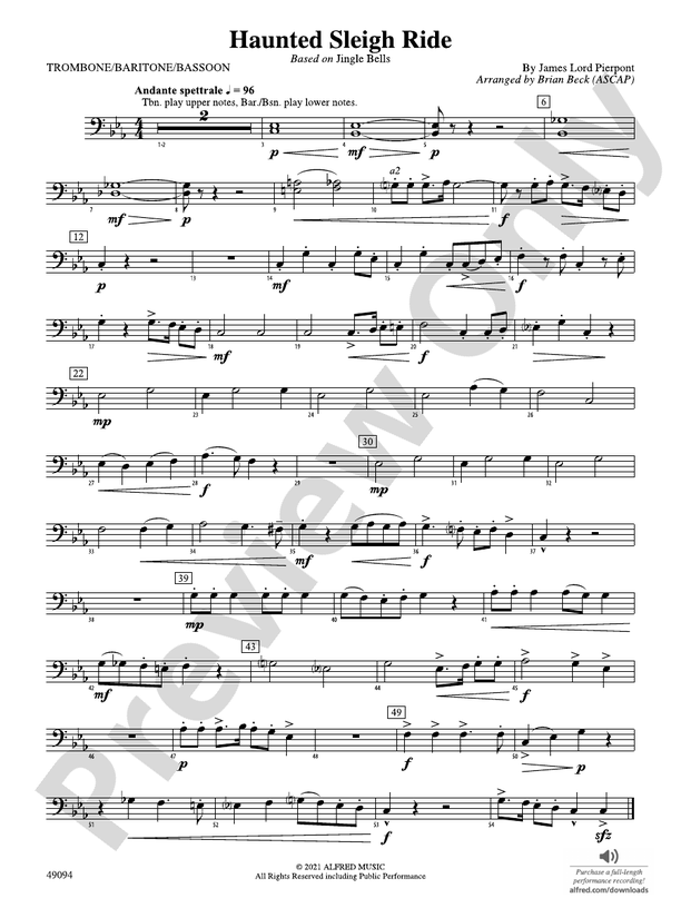 Haunted Sleigh Ride: 1st Trombone: 1st Trombone Part - Digital Sheet Music Download