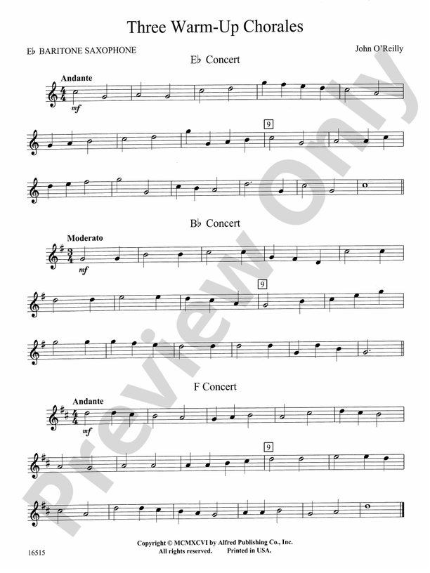 Three Warm-Up Chorales: E-flat Baritone Saxophone: E-flat Baritone ...