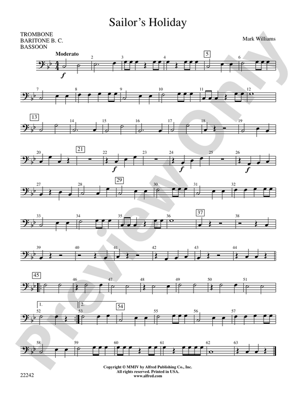 Sailor's Holiday: 1st Trombone: 1st Trombone Part - Digital Sheet Music ...