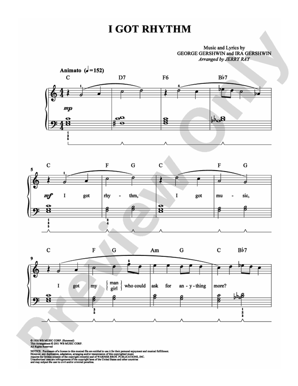I Got Rhythm: Easy Piano: George Gershwin - Digital Sheet Music Download