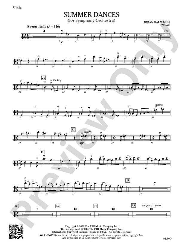 Summer Dances: Viola: Viola Part: Brian Balmages - Digital Sheet Music ...