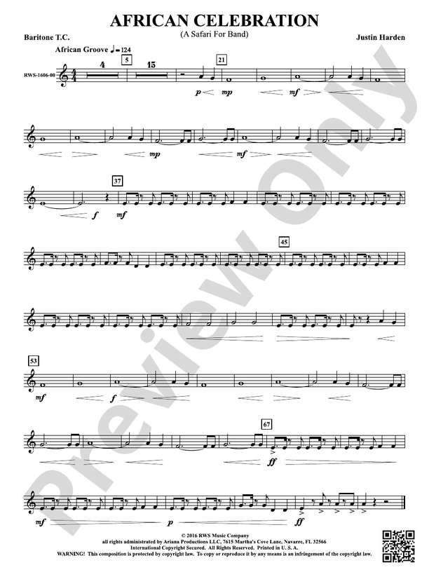 African Celebration - A Safari for Band: Baritone T.C.: Baritone T.C ...