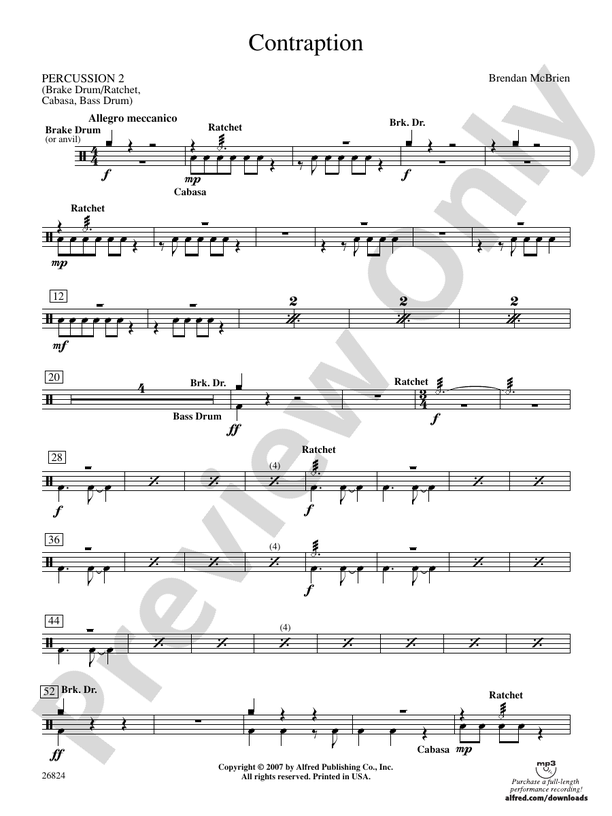Contraption: 2nd Percussion: 2nd Percussion Part - Digital Sheet Music ...