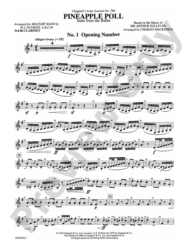 Pineapple Poll (Suite from the Ballet): 3rd B-flat Clarinet: 3rd B-flat ...