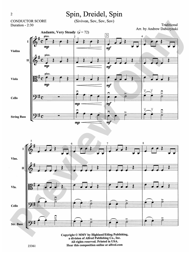 Spin, Dreidel, Spin: String Orchestra Conductor Score & Parts - Digital ...