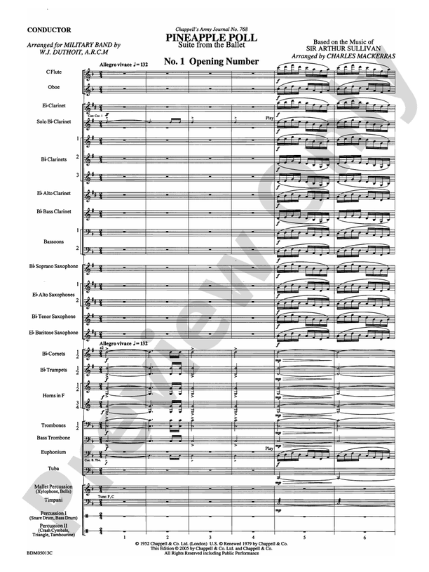 Pineapple Poll (Suite from the Ballet): Score: Concert Band Score - Digital Sheet Music Download
