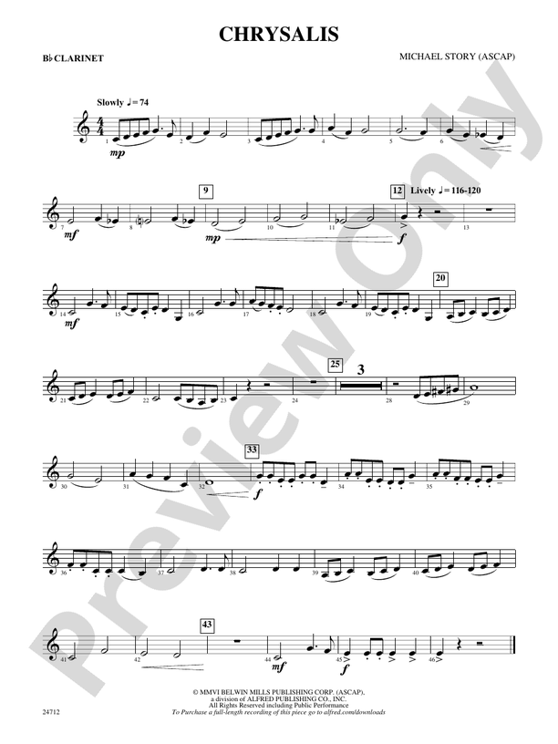 Chrysalis: 1st B-flat Clarinet: 1st B-flat Clarinet Part - Digital ...