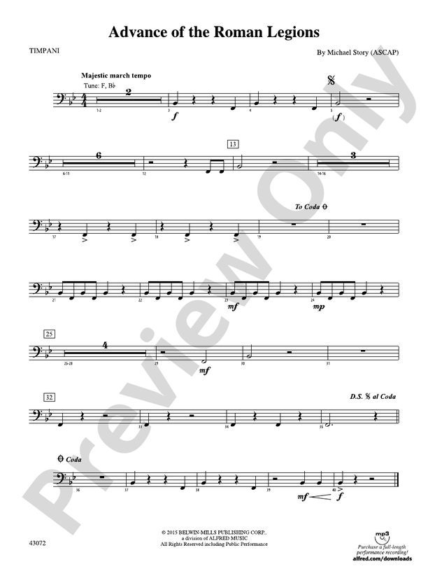 Advance of the Roman Legions: Timpani: Timpani Part - Digital Sheet ...