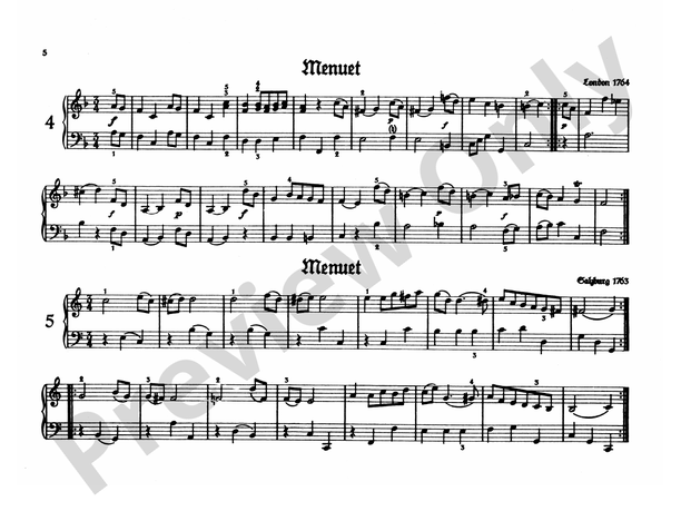 Mozart: Easy Compositions: 5. Menuet Part - Digital Sheet Music Download