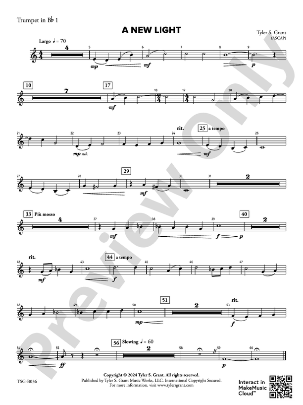 A New Light: 1st B-flat Trumpet: 1st B-flat Trumpet Part: Tyler S ...