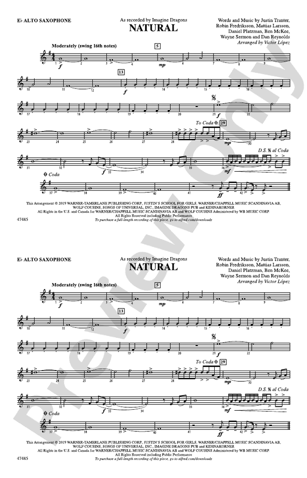 Natural: E-flat Alto Saxophone: E-flat Alto Saxophone Part - Digital ...
