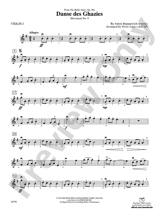 Danse des Ghazies: 1st Violin: 1st Violin Part - Digital Sheet Music Download