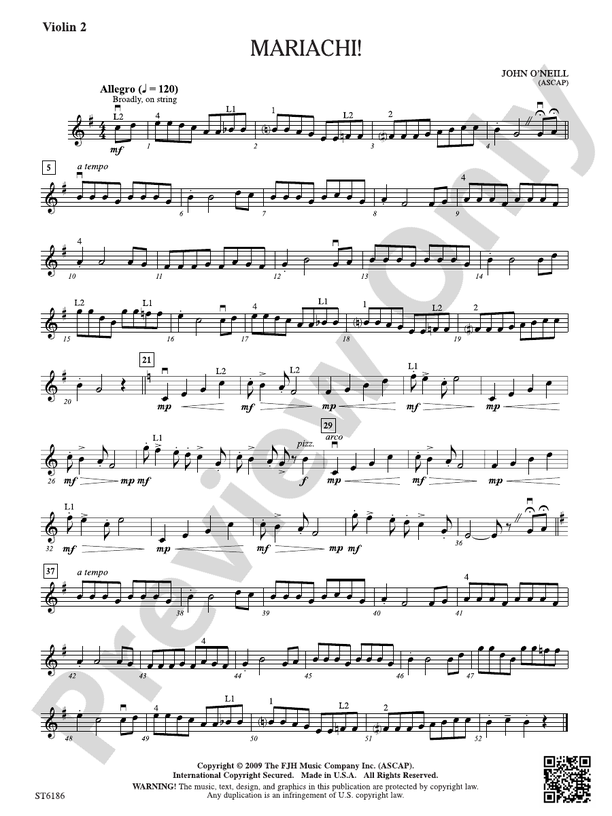 Mariachi!: Violin 2: Violin 2 Part: John O'Neill - Digital Sheet Music ...