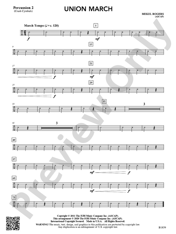 Union March: Percussion 2: Percussion 2 Part: Mekel Rogers - Digital ...