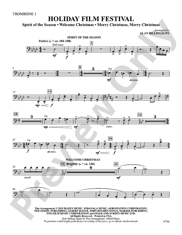 Holiday Film Festival: 1st Trombone: 1st Trombone Part - Digital Sheet ...