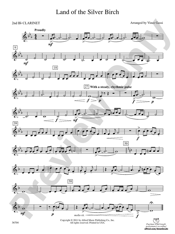 Land of the Silver Birch: 2nd B-flat Clarinet: 2nd B-flat Clarinet Part ...