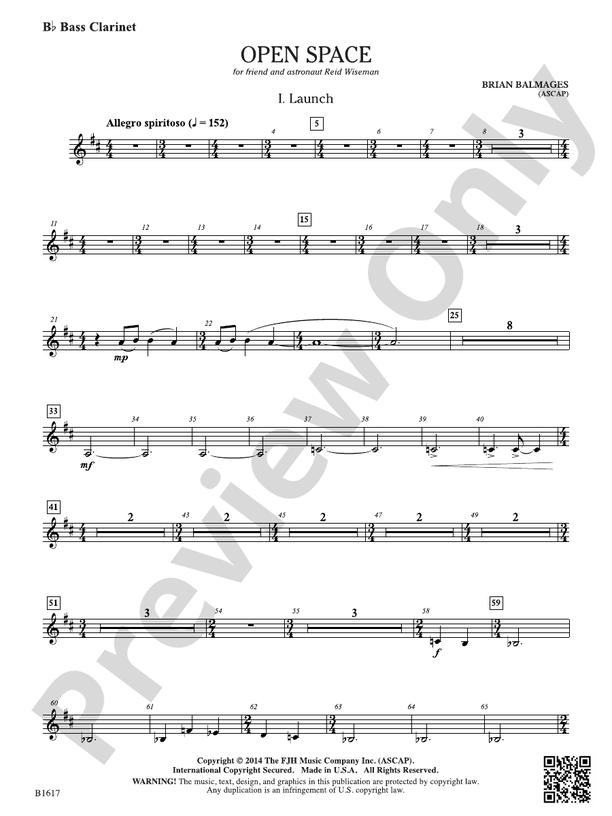Open Space: B-flat Bass Clarinet: B-flat Bass Clarinet Part: Brian Balmages - Digital Sheet ...