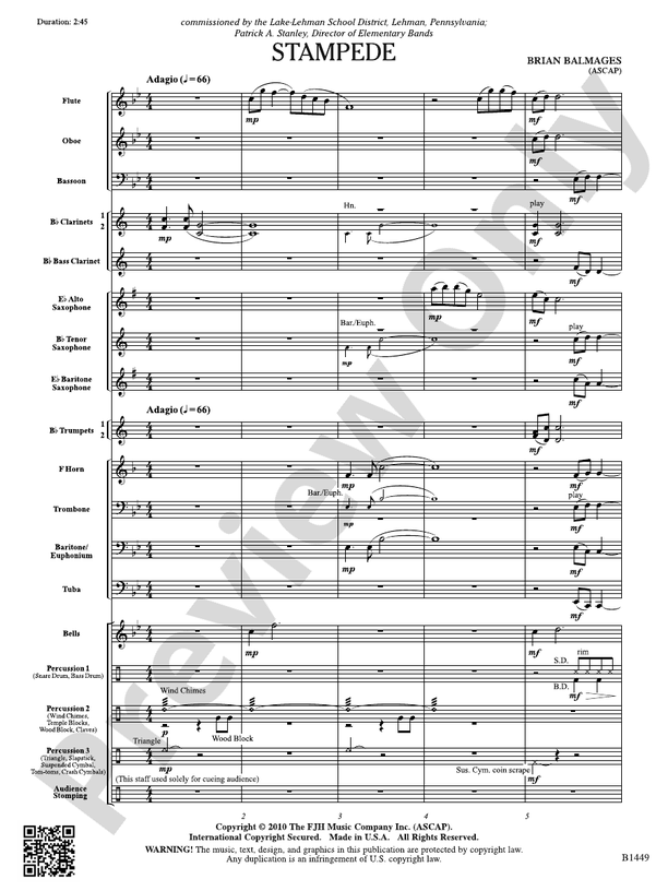 Stampede: Score: Concert Band Score: Brian Balmages - Digital Sheet ...