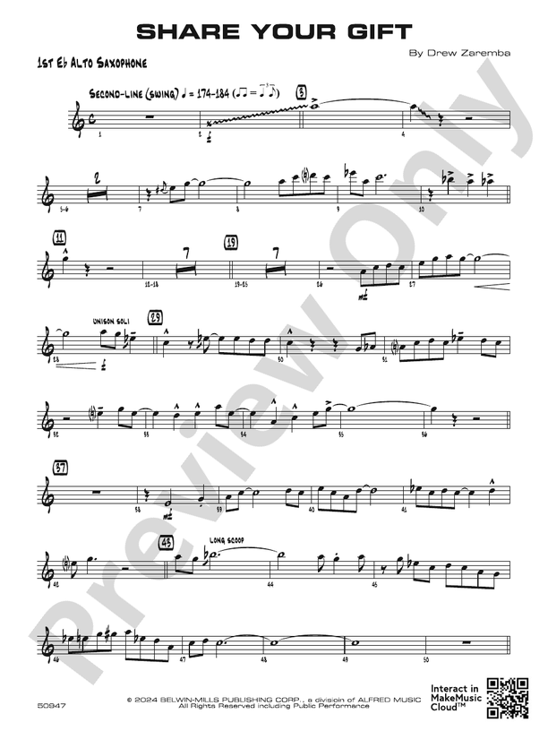 Share Your Gift: E-flat Alto Saxophone: E-flat Alto Saxophone Part - Digital Sheet Music Download