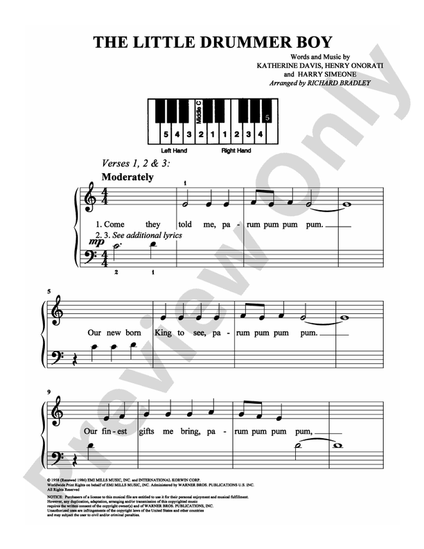 The Little Drummer Boy: Easy Piano: Henry Onorati - Digital Sheet Music ...